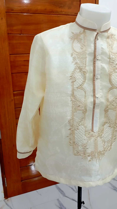 Barong with lining pinya Organza Piping Chinese assorted burda | Lazada PH