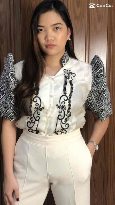 Modern Filipiniana Ethnic Sleeves / Collar Top (Assorted burda) | Lazada PH