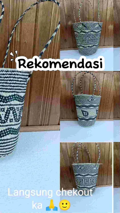 Tas Rotan Oval Handmade Tas Bakul Motif Etnik Tas Anyaman Rotan Khas ...