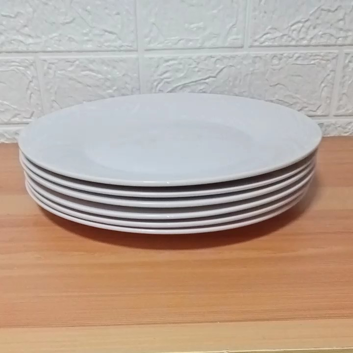 SET OF 6 PIECES CERAMIC DINNER PLATE / 10.5 INCHES SIZE / PLAIN WHITE ...