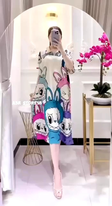 DRESS LABUBU / DASTER IBU MUDA VIRAL TIKTOK TERBARU MOTIF LABUBU ...