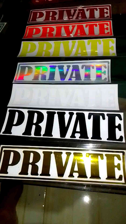 PRIVATE / SERVICE CAR STICKERS REFLECTORIZED EBIKE MOTOR STICKERS ...