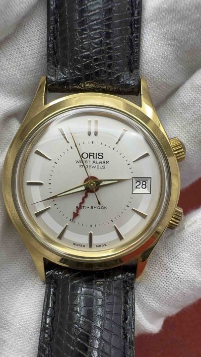 ORIS WRIST ALARM 17 Jewels Anti-Shock ระบบไขลาน ตัวเรือนทองชุบ นาฬิกาผู้ชาย มือสองของแท้ ...