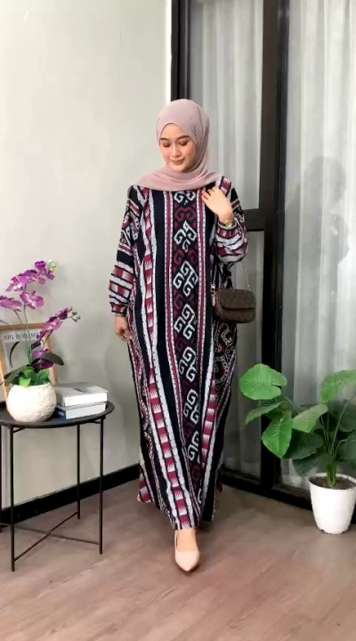gamis kaftan songket jumbo rayon muslim fashion wanita abaya | Lazada ...