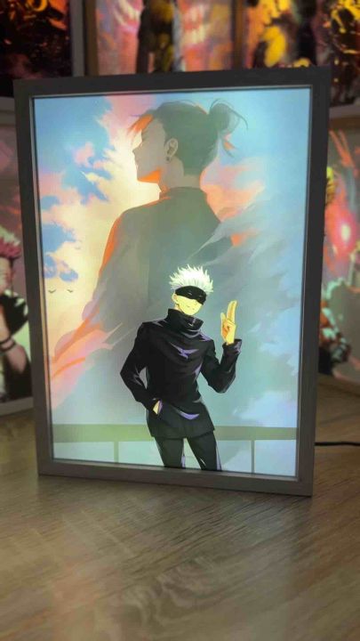 Light Painting Frame 3D Menyala Desain Gojo Satoru ( Bisa Costom ...