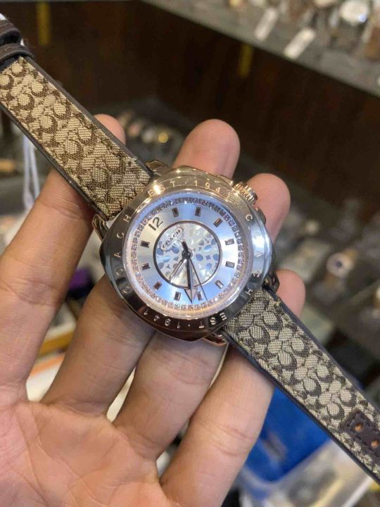 Jam Tangan Coach Original Boyfriend Signature Rose Gold Analog Leather ...