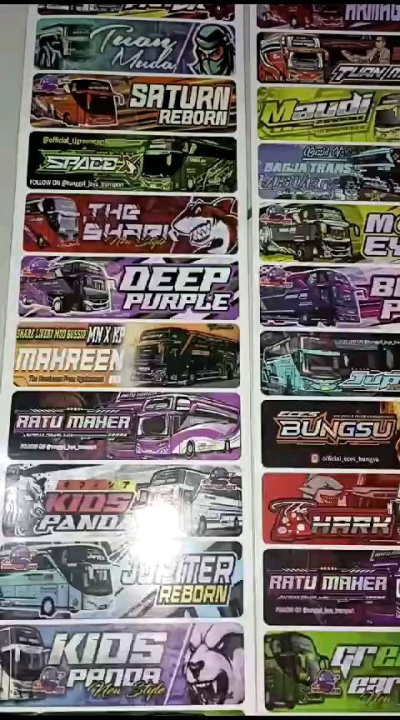 STIKER LOGO BUS BASURI 1 LEMBAR ISI 45 KOTAK/STIKER BUS VIRAL /BUS KID ...