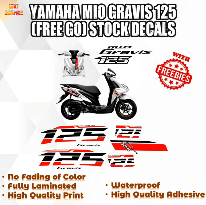 YAMAHA MIO GRAVIS 125 (FREE GO) STOCK DECALS (WATERPROOF, LAMINATED ...
