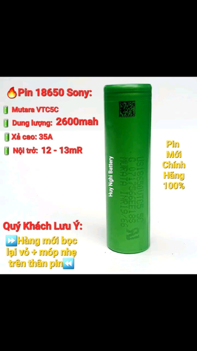 Pin Sony MUTARA VTC5 5C / 5D - 18650 / Dung Lượng 2600mah/ 2800mah / Xả 30a / Pin Mới Chính Hãng ...