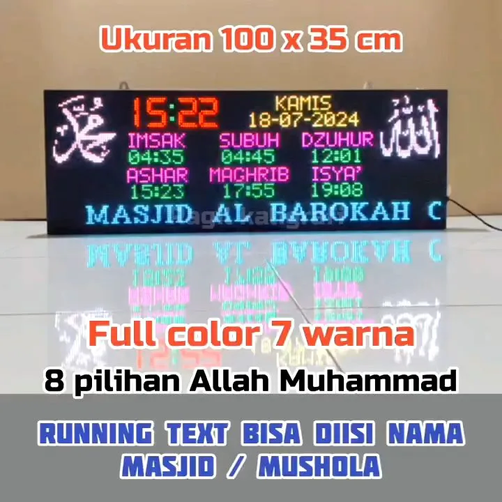 JAM SHOLAT DIGITAL FULL COLOR UKURAN 100 X 35 CM - JAM DIGITAL JADWAL ...