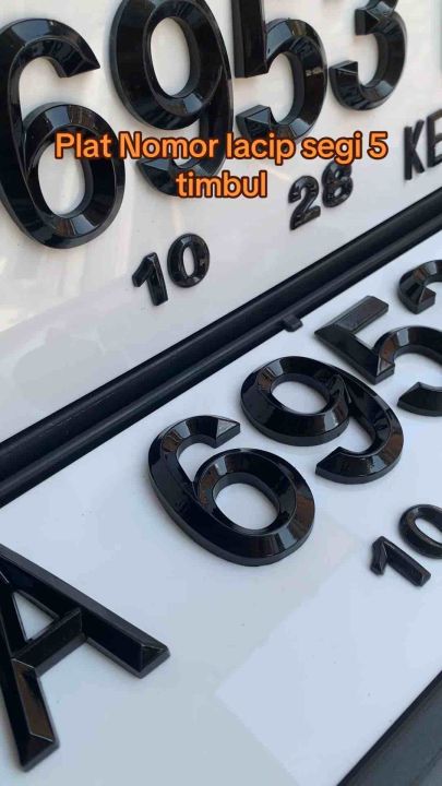 Plat Nomor Mobil Timbul Mewah PUTIH AKRILIK Lancip Segi 5 Mobil Bingkai Plat Nomer FREE COVER ...