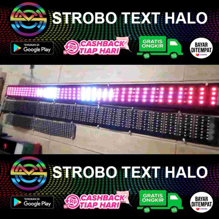 1 Set Lampu Strobo dengan Modul Wave Teks Kaca Depan 4 Baris Bisa Ganti ...