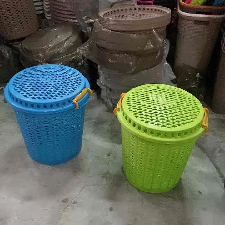UniGlobal High Quality Round Laundry Basket With Cover Heavy Duty Space ...