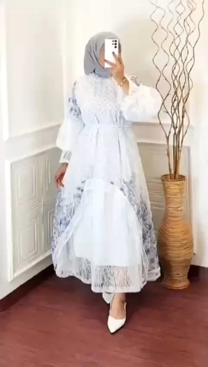 Azaira Dress #25 Gamis Wanita Muslim Ceruty Brukat Chantilly Full ...