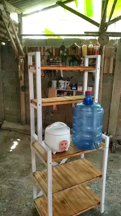 Rak serbaguna rak meja dispenser air galon magiccom kayu bongkar pasang ...