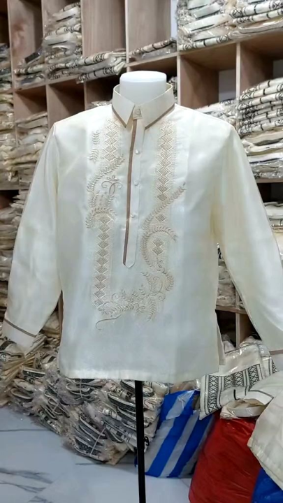 Barong tagalog with lining piping brown modern barong | Lazada PH