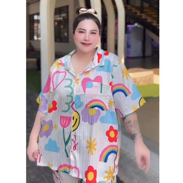 🌈PLUSSIZE 🌈ชุดไซส์ใหญ่🌴รวมชุดเซ็ตขาสั้น ลายน่ารัก ผ้าด็อบบี้ใส่สบาย รับซัมเมอร์🌤️สาวอวบอ้วน อก40 ...
