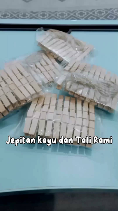 Klip kayu Mini 20 Pcs + 1,5M Tali Rami / Wooden Klip / Jepitan Wooden ...