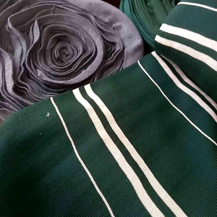 kain rib/bur hijau botol polos dan salur polyester premium harga per 5 ...
