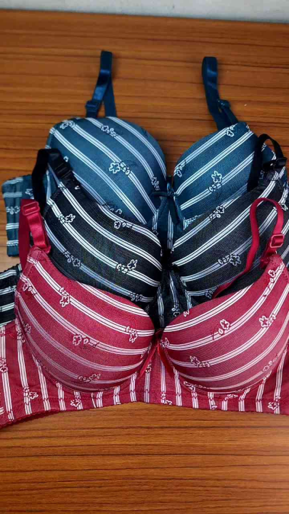 # 6014| Bra Kawat Motif Garis Bunga – Full Cup Push Up Nyaman ...