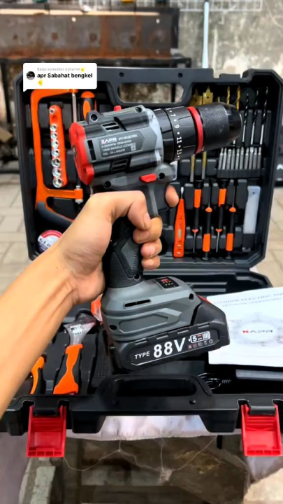 APR raja bor cordless AP17+ 88v 13mm gen 4 brushless mesin bor baterai ...