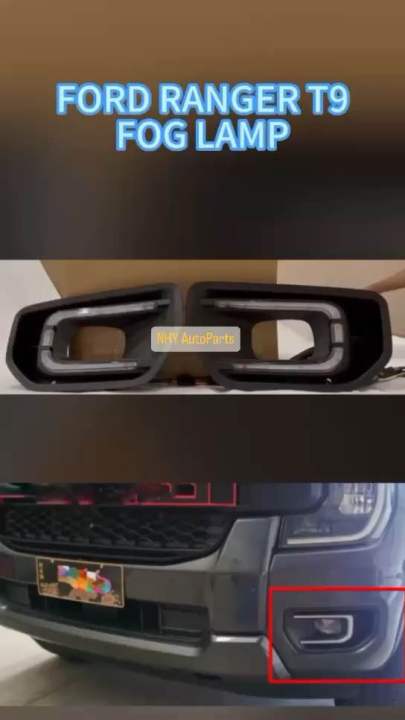 Ford ranger T9 2022 2023 XL XLT PLUS Front bumper foglamp led drl cover ...