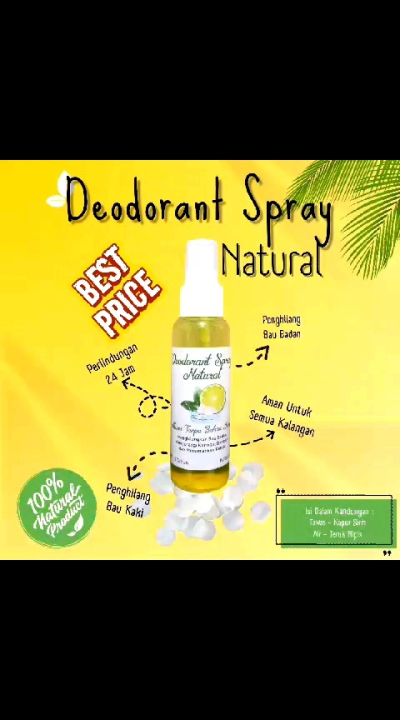 Deodorant Spray Alami 100ml - Deo Spray Natural Penghilang Bau Badan ...