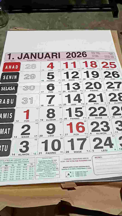 Kalender Dinding 2026 - Kalender Besar 2026 - Kalender Jumbo 2026 ...