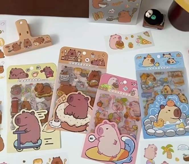 Purple ST001 Stiker Pack Capybara Matte isi 4 Lembar Stiker Capybara ...