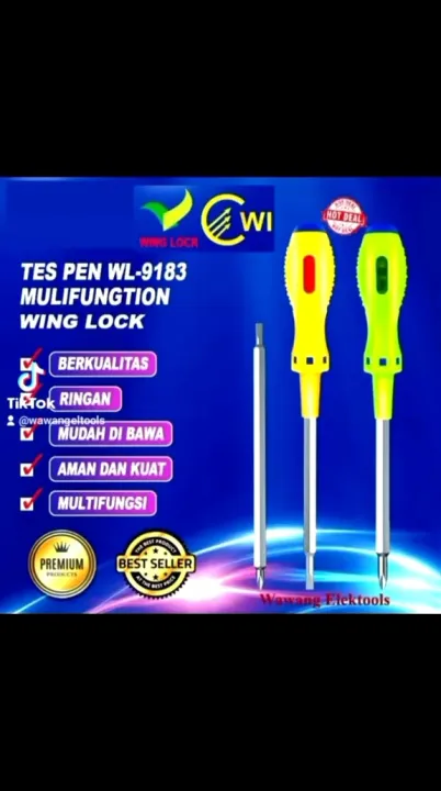 Test Pen / TESTPEN Bolak Balik (+ - ) 500V WING LOCK WL-9183 / Obeng ...