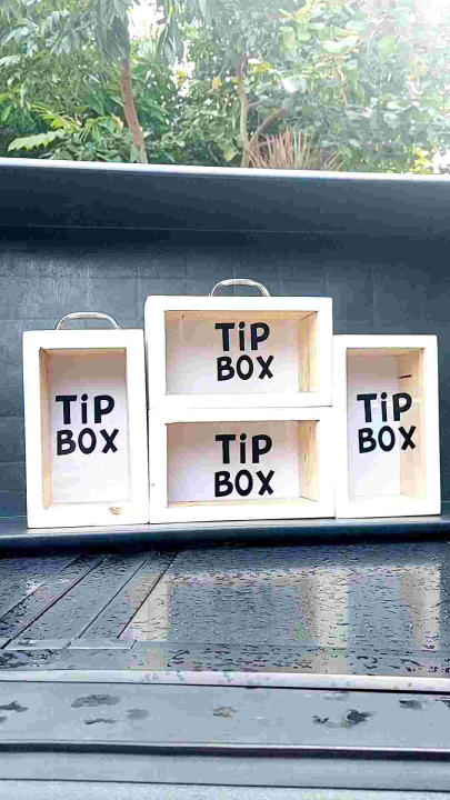 Tip Box made from glass and Wood small | Lazada PH