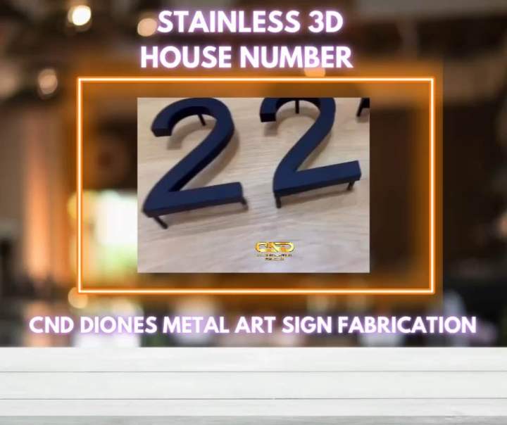 3DMetal number sign/Metal door Sign /floating number glossy black ...