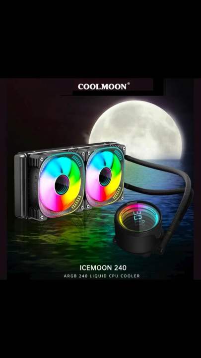 ชุดน้ำปิด2ตอน COOLMOON ICEMOON 240 ARGB ชุดน้ำปิด CPU AIO LIQUID(5V ARGB)ปั้มน้ำแบบแสดงผลดิจิตอล ...