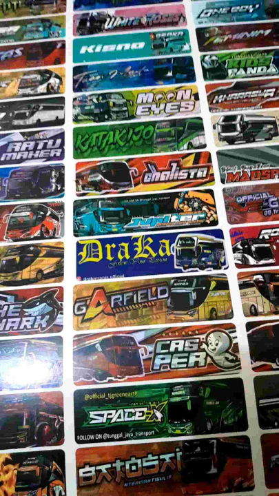 STIKER NEW LOGO BUS BASURI 1 LEMBAR ISI 45 KOTAK/STIKER BUS VIRAL ...