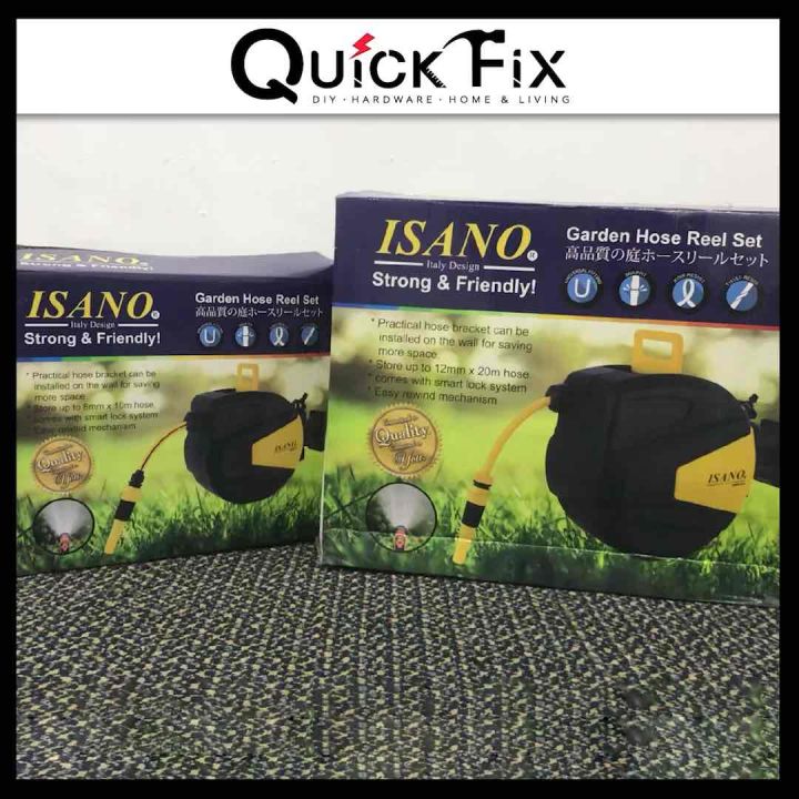 QuickFix [NEW] ISANO Retractable Water Hose Reel Roller 10m & 20m Auto ...