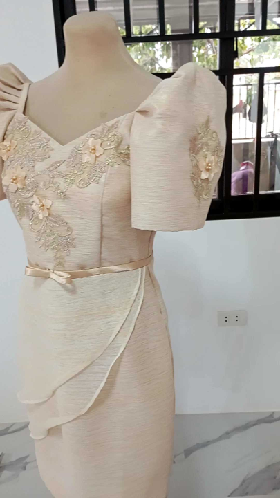 Modern Filipiniana Mestiza Dress Sleeve pang ninang, pang oataking,pang ...
