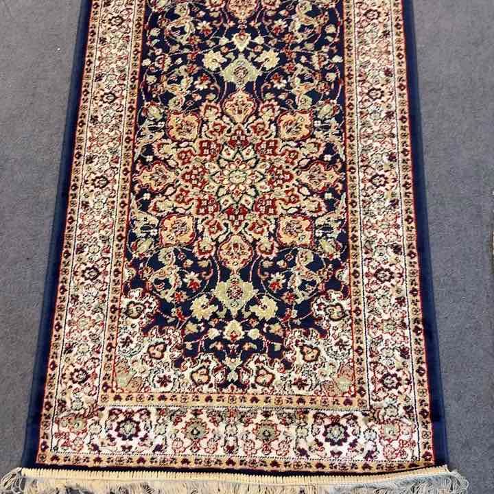 Persian/ Oriental carpet, hall runner rug, size 66x210 cm, cotton silk ...
