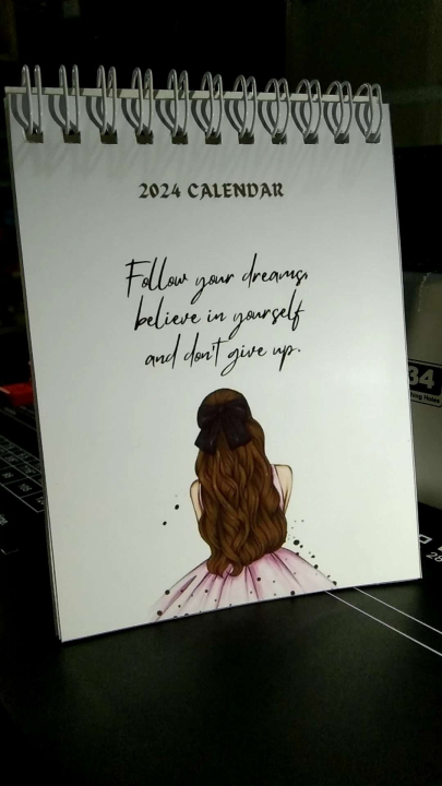 Glossy Girly Desk Calendar 2024 with different quote about "Believe in ...