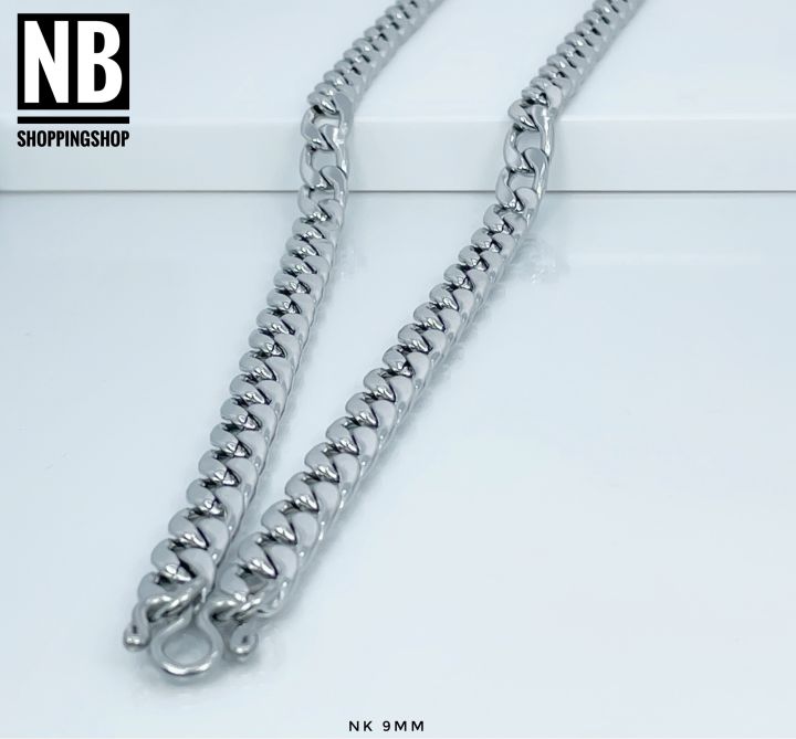 S648 สร้อยสแตนเลสแท้ สร้อยแฟชั่น เลสคอ โซ่แบนNKกว้าง9.5mmยาว18-26นิ้ว สแตนเลสแฟชั่น ชาย หญิง ไม่ ...
