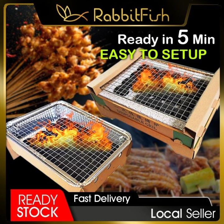 BBQ Grill Set Charcoal Disposable Instant Eco Friendly Biodegradable (1 ...