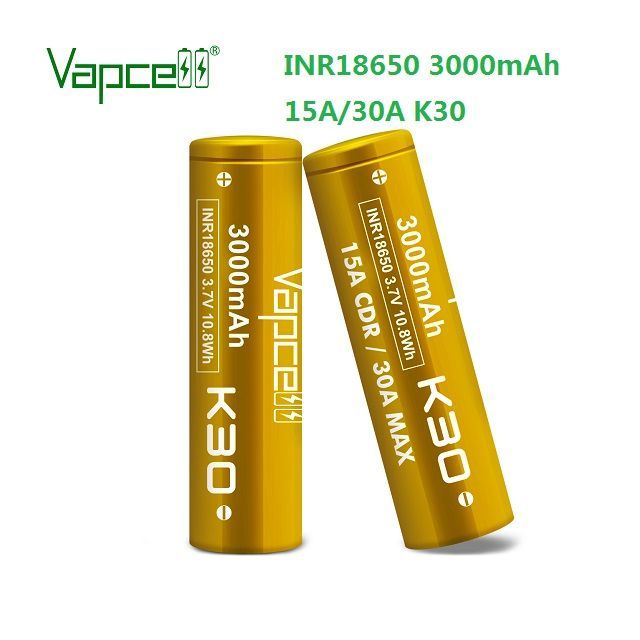 [ K30 / 2 +กล่อง ] ถ่าน 18650 Vapcell 3,000 mAh [K30] | Lazada.co.th