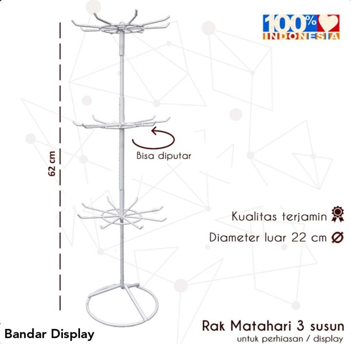Rak Display Matahari Putar 3 Susun Pajangan Aksesoris dan parhiasan ...