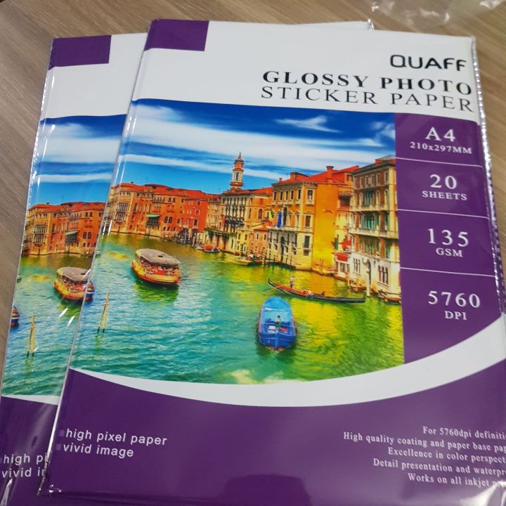 Waterproof A4 Quaff Glossy Photo Sticker Paper 135gsm White Label ...