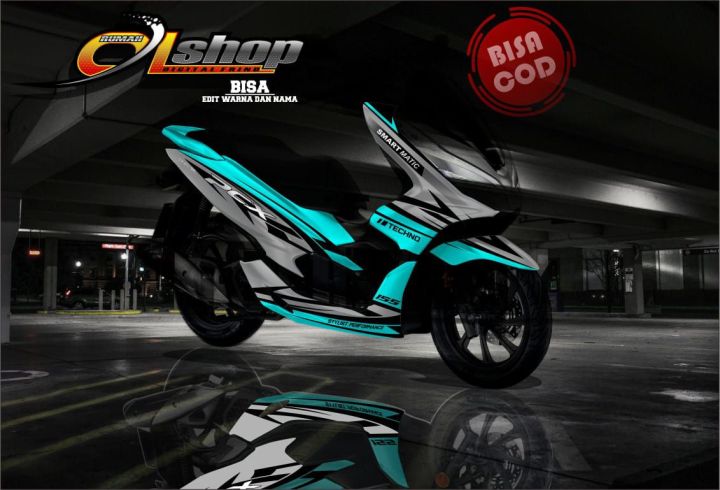 sticker decal full body Honda PCX putih variasi tosca | Lazada Indonesia