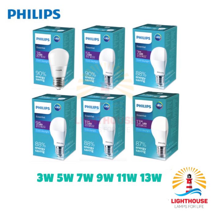 Philips Essential Led Bulb 3W 5W 7W 9W 13W Putih E27 ESS | Lazada Indonesia