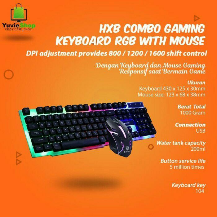 Paket Keyboard Mouse Gaming Combo Lampu RGB on/off | Lazada Indonesia
