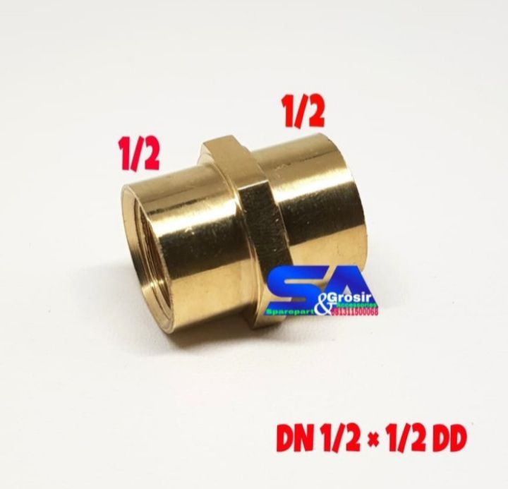 Dobel Nepel 1/2 Drat Dalam × 1/2 DRAT DALAM Kuningan Sambungan Pipa Air | Lazada Indonesia