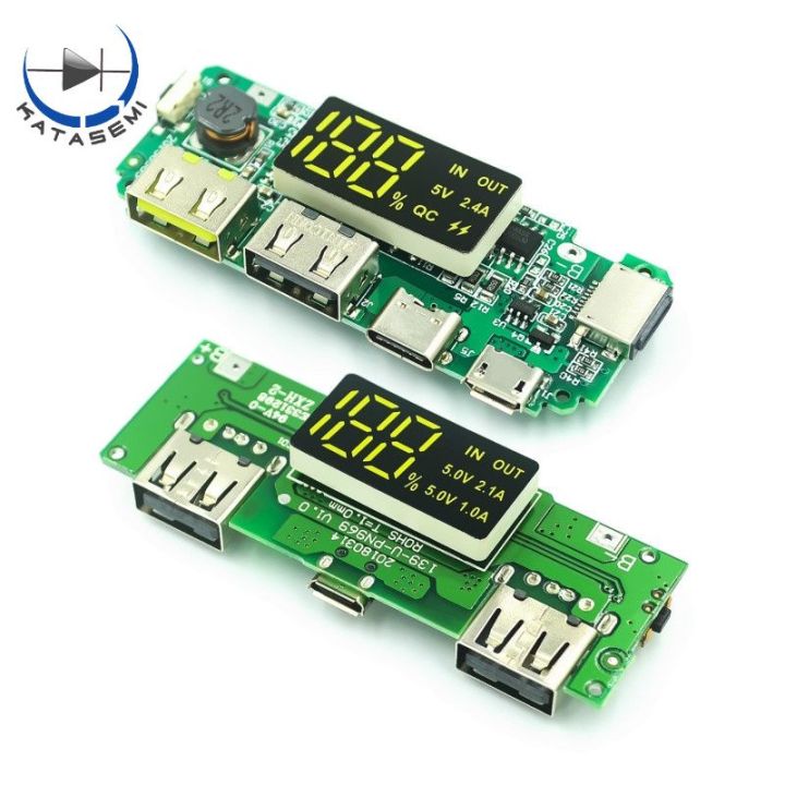 Led Dual Usb 5v 2 . 4 A 2a 1a Micro / Type - C Usb บอร์ดโมดูลชาร์จ ...
