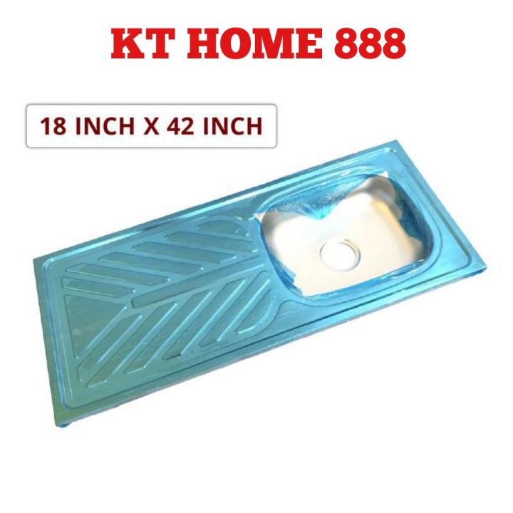 18" X 42" Stainless Steel Sink Single Bowl and Dish Washer Sinki Dapur ...