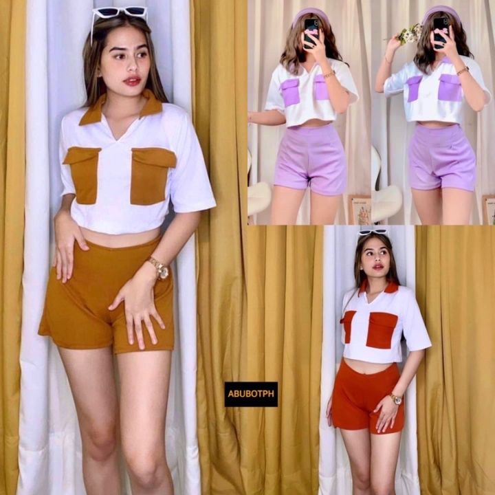 DAHLIA Bangkok Style Terno Pocket Top and Shorts | Lazada PH